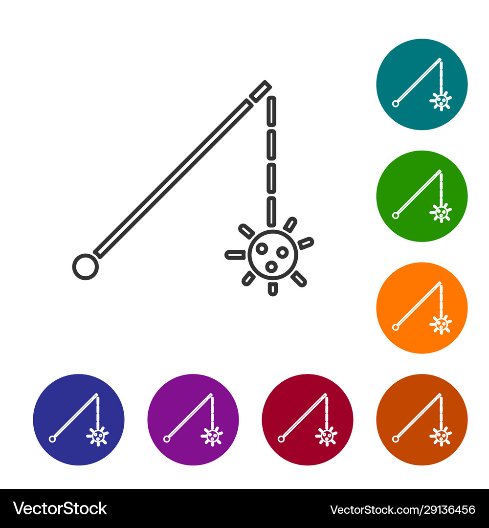 Grey line medieval chained mace ball icon Vector Image