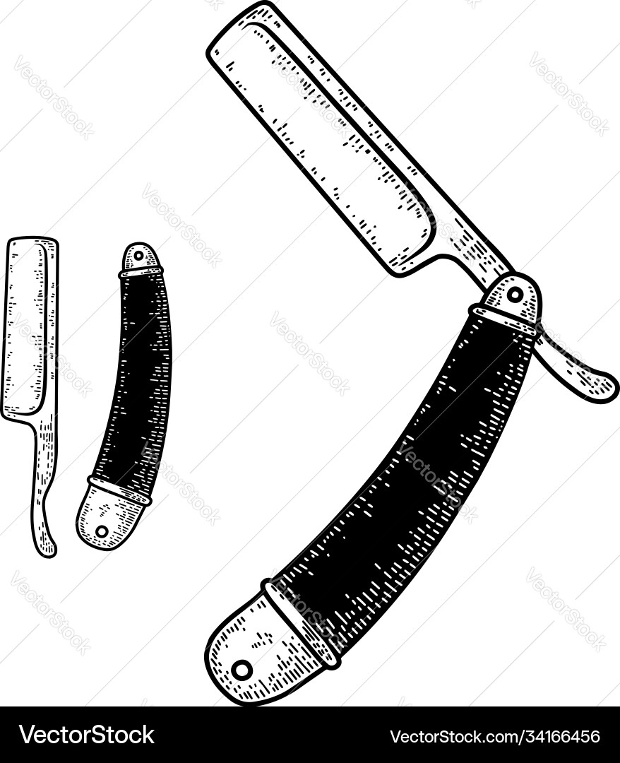 Hand drawn barber razor in engraving style Vector Image
