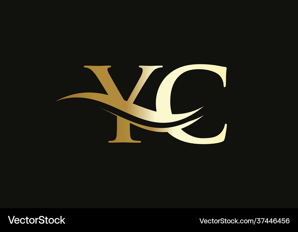 Initial gold letter yc logo design yc logo design Vector Image