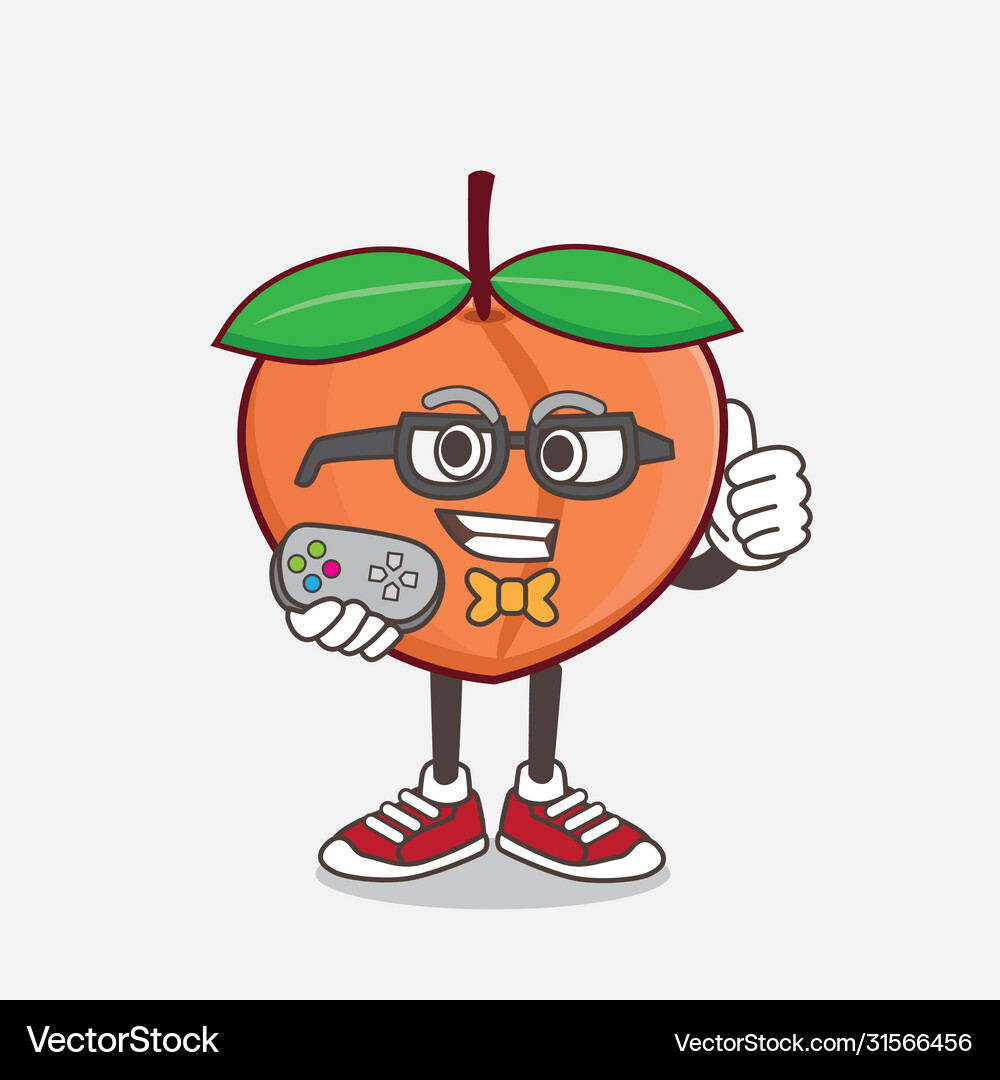 Peach fruit cartoon mascot character Royalty Free Vector