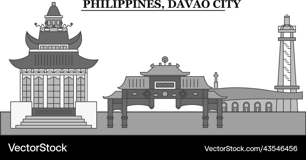 Philippines davao city skyline isolated Royalty Free Vector