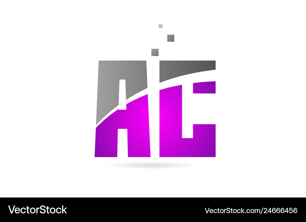 Pink grey alphabet letter combination ac a c Vector Image