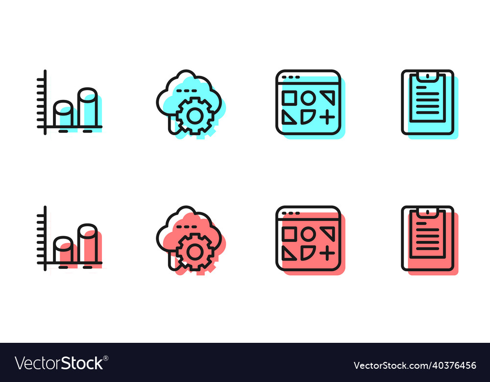 Set line different files data analysis cloud Vector Image Set line different files data analysis cloud Vector Image