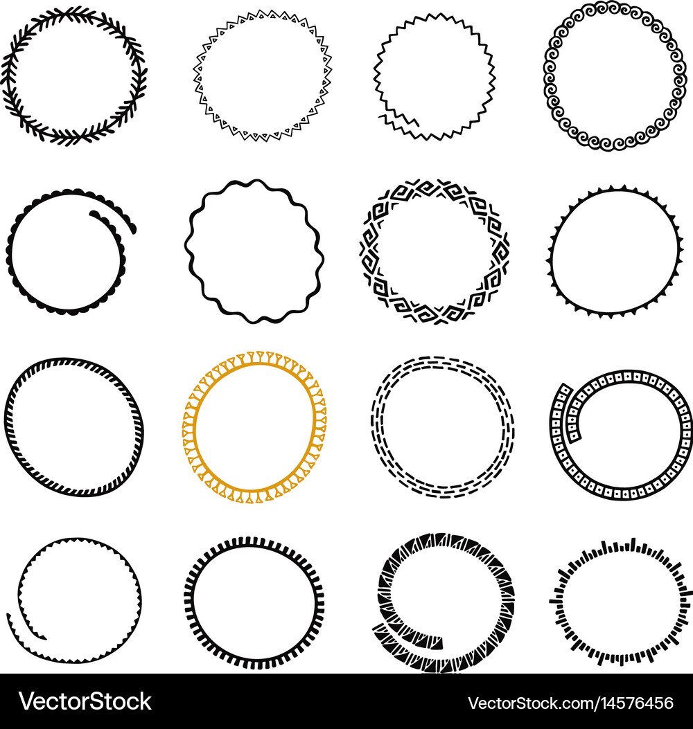 Set of hand drawn circle frames in ethnic style Vector Image