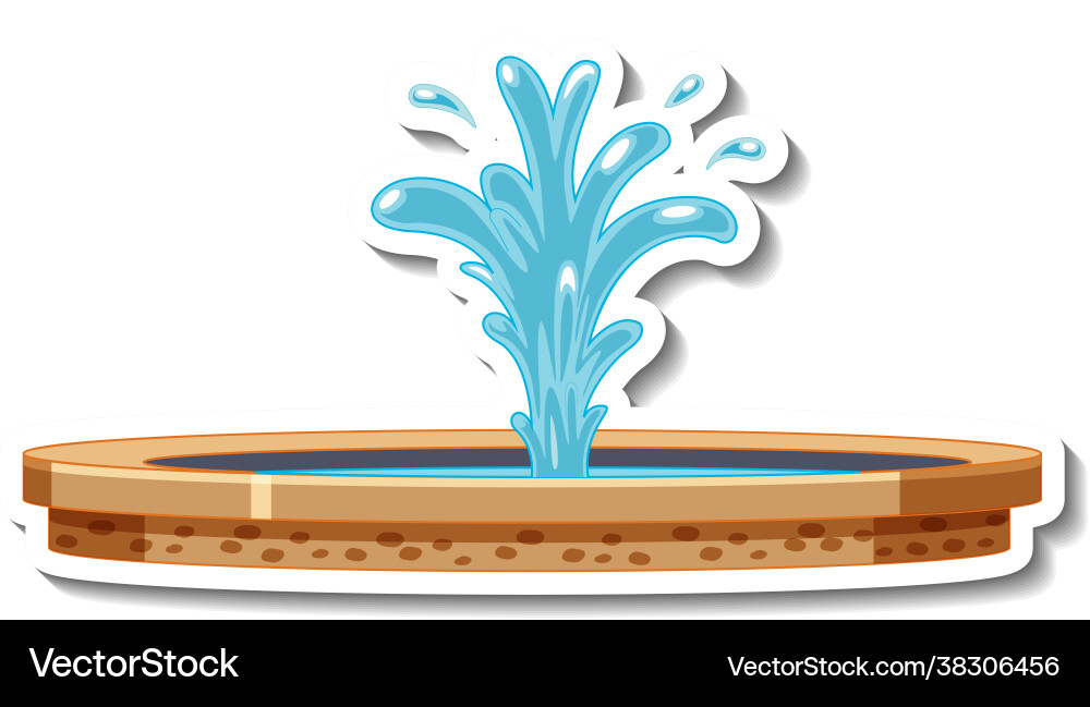 Sticker template with a fountain isolated Vector Image