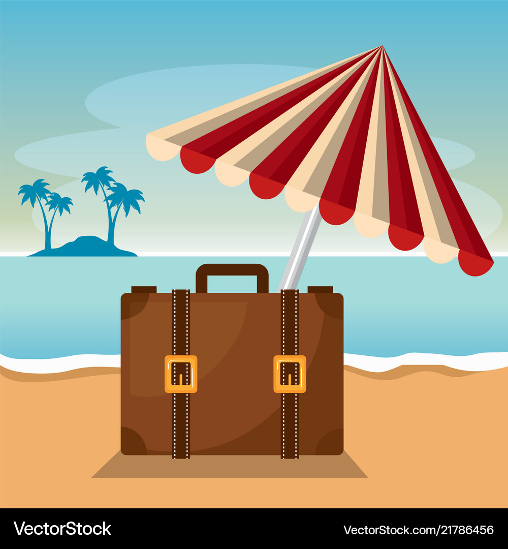 Summer time with suitcase Royalty Free Vector Image