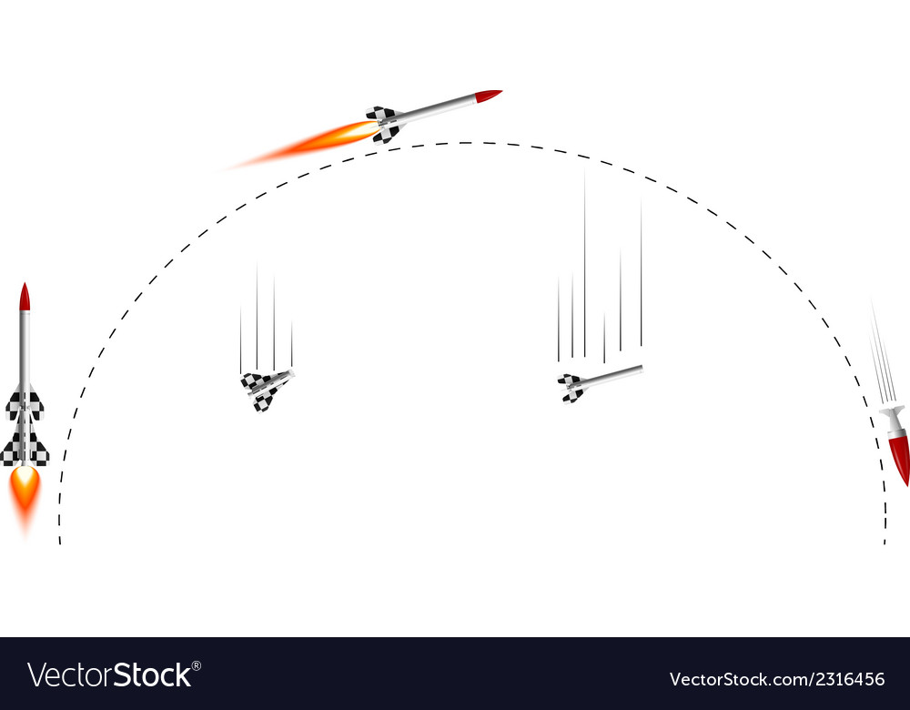Two-stage rocket flight cycle Royalty Free Vector Image