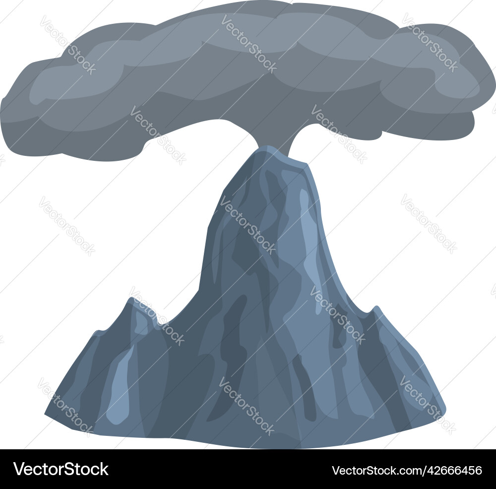 Volcano smoking icon cartoon volcanic Royalty Free Vector