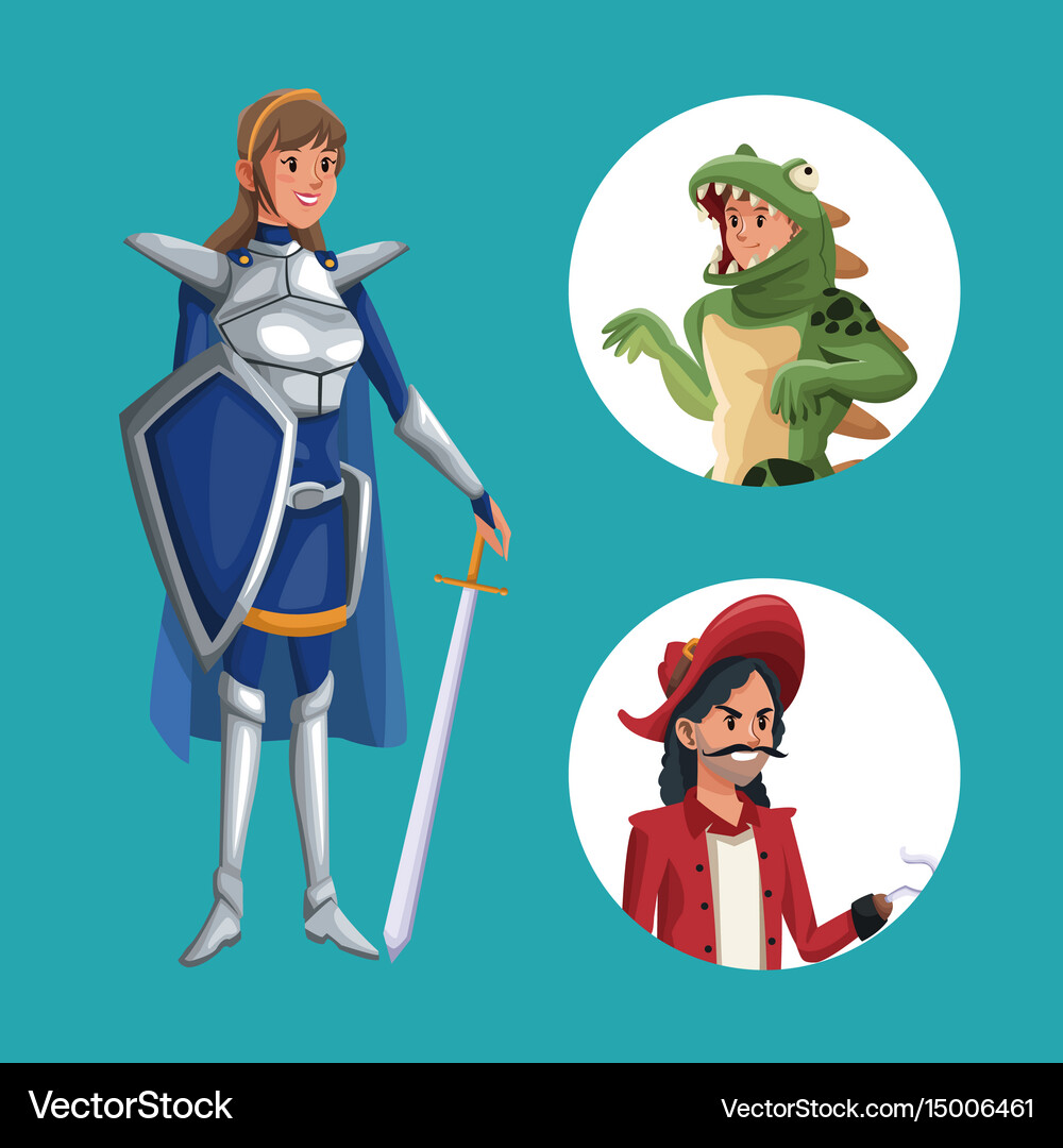 Blue poster with warrior princess costume Vector Image