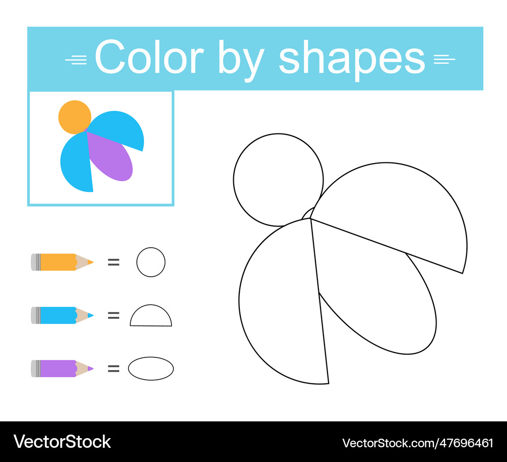 Coloring pages color by shapes Royalty Free Vector Image