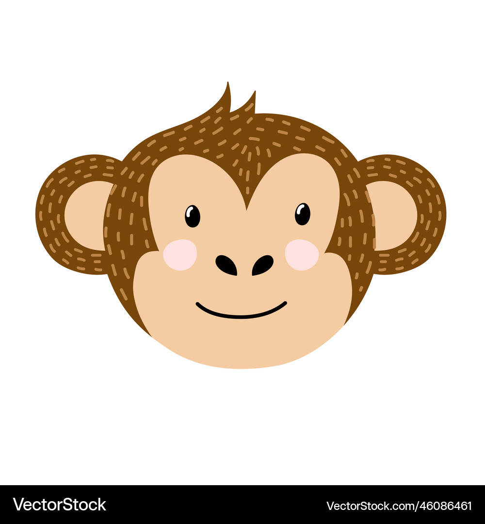Cute monkey face in cartoon style safari Vector Image