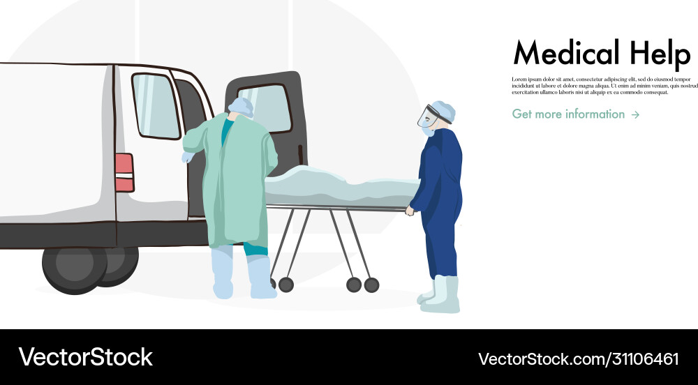 First aid doctors helping patient medical worker Vector Image