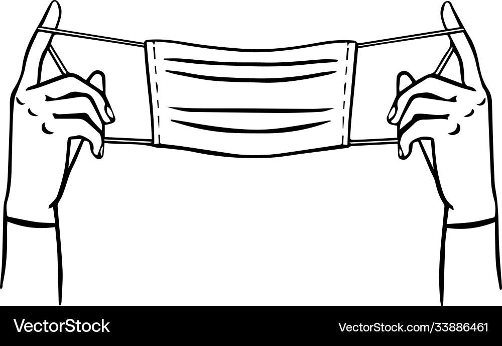 Hands holding medical face mask eps10 Royalty Free Vector