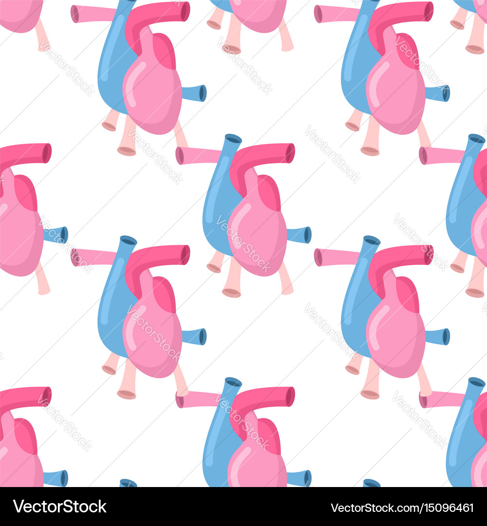 Heart anatomy body seamless pattern atrial Vector Image