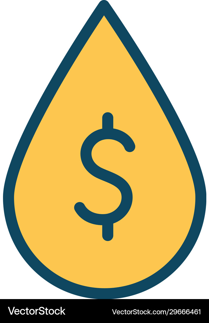 Isolated dollar inside oil drop line and fill Vector Image