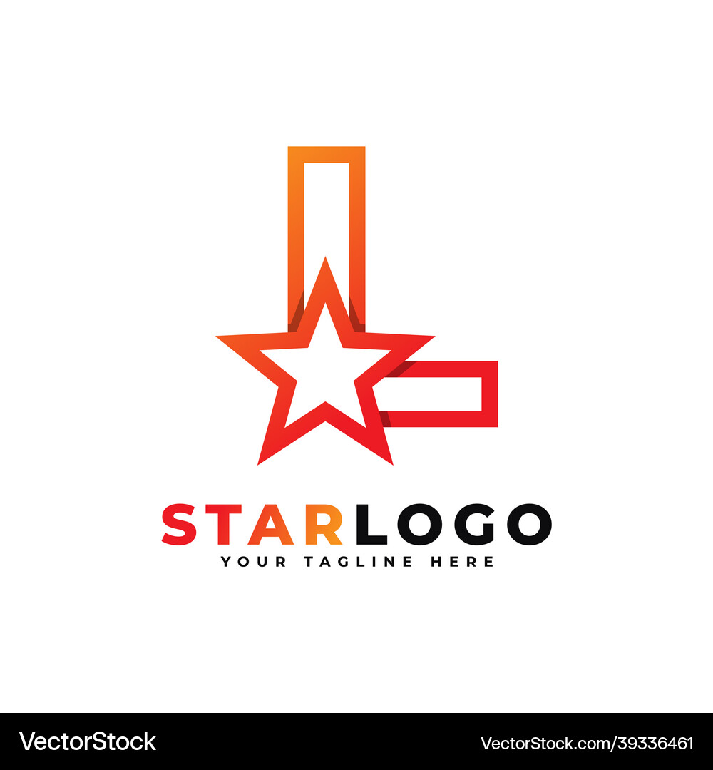 Letter l star logo linear style orange color Vector Image