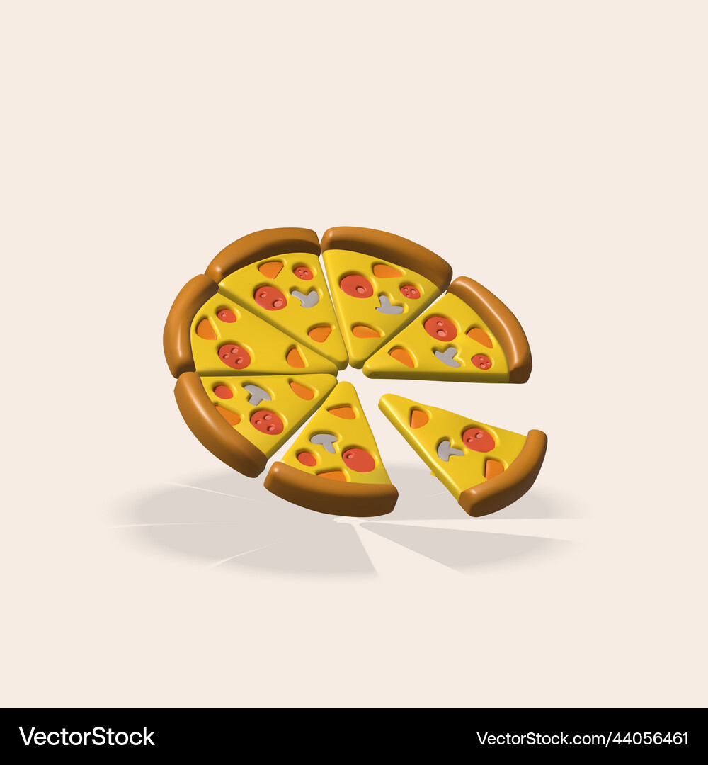 Pizza isolated 3d icon Royalty Free Vector Image