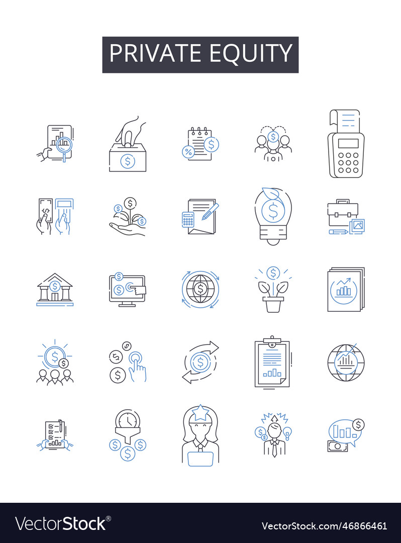 Private equity line icons collection venture Vector Image Private equity line icons collection venture Vector Image