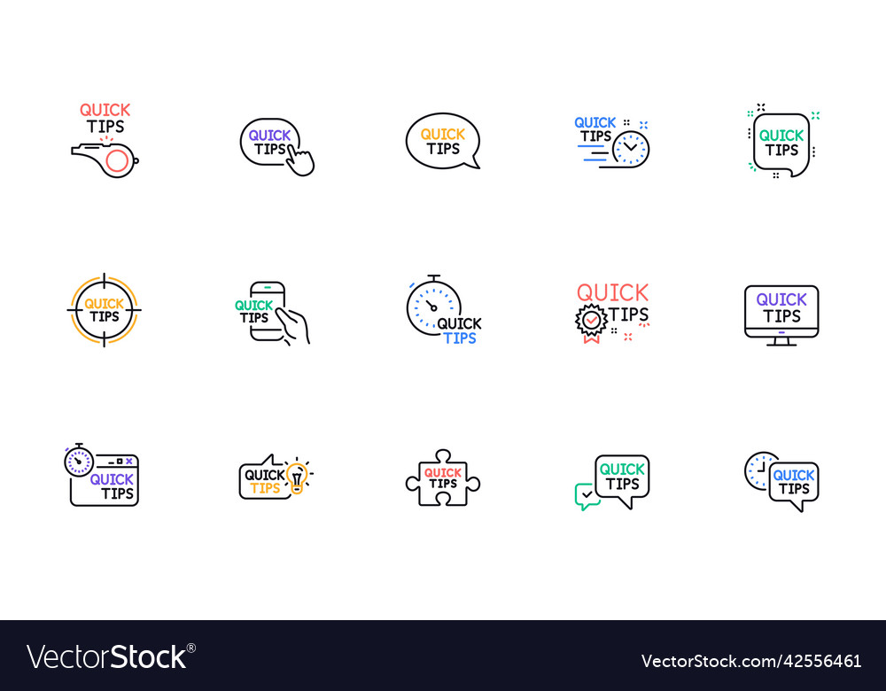 Quick tips line icons helpful tricks solution Vector Image Quick tips line icons helpful tricks solution Vector Image