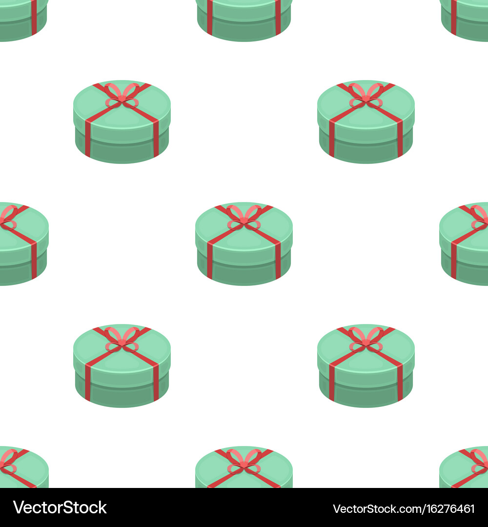 Round Green Gift With A Red Ribbon Box Royalty Free Vector