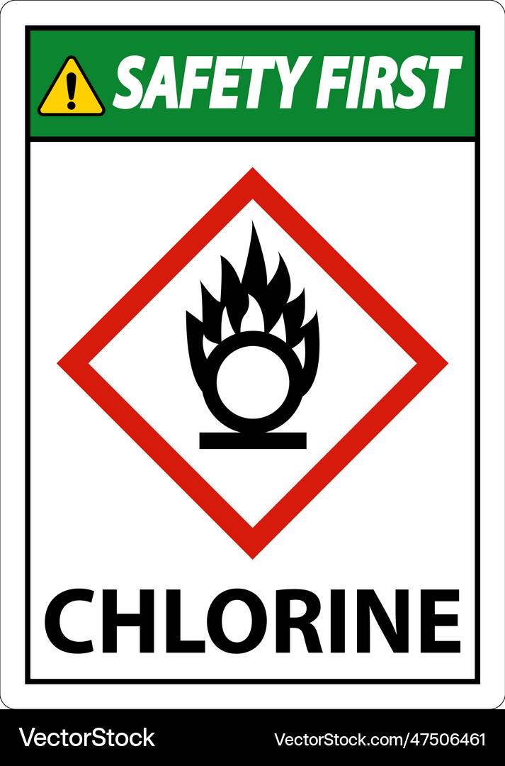 Safety first chlorine oxidizer ghs sign on white Vector Image