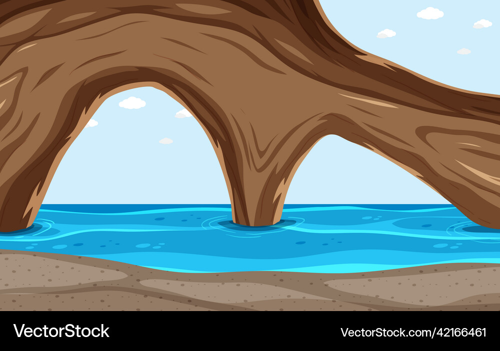 Sea cave background in cartoon style Royalty Free Vector