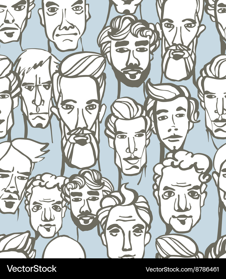 Seamless pattern male doodle hand drawn Royalty Free Vector