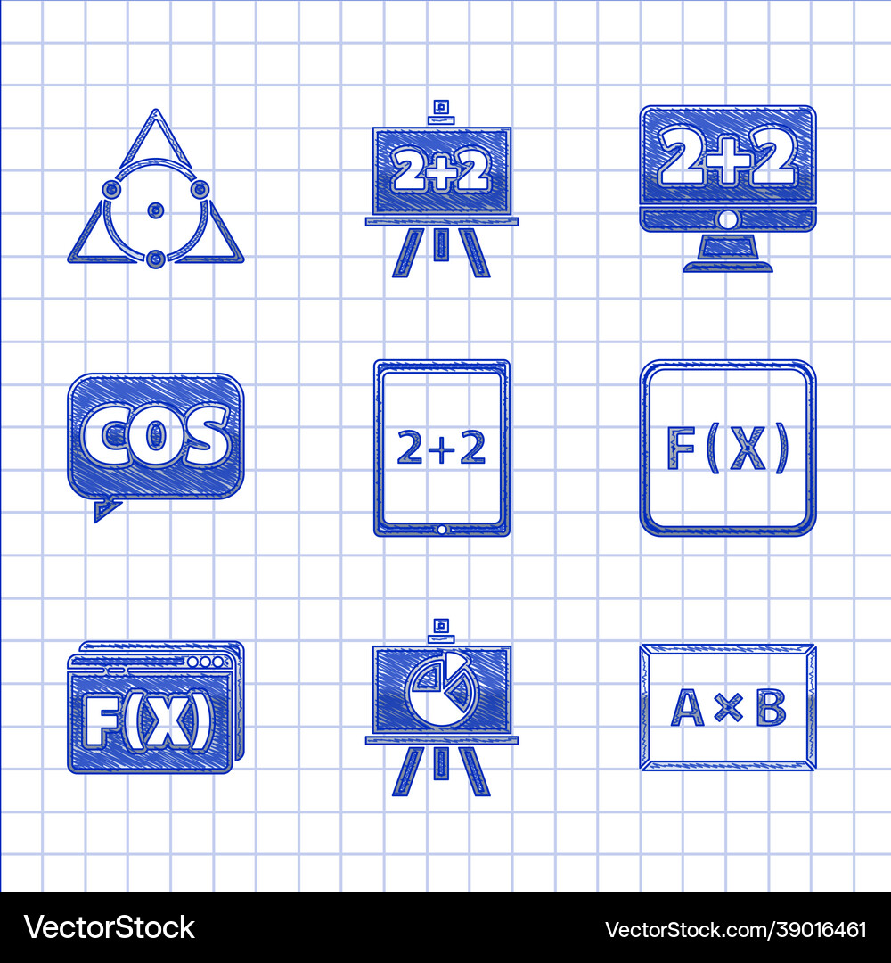 Set tablet with calculator chalkboard diagram Vector Image