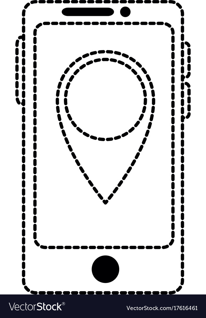 Smartphone device with location pointer Royalty Free Vector