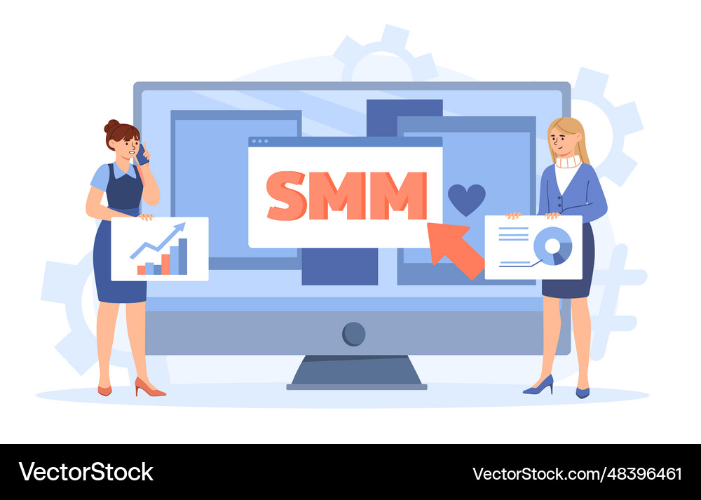 Team of smm managers concept Royalty Free Vector Image