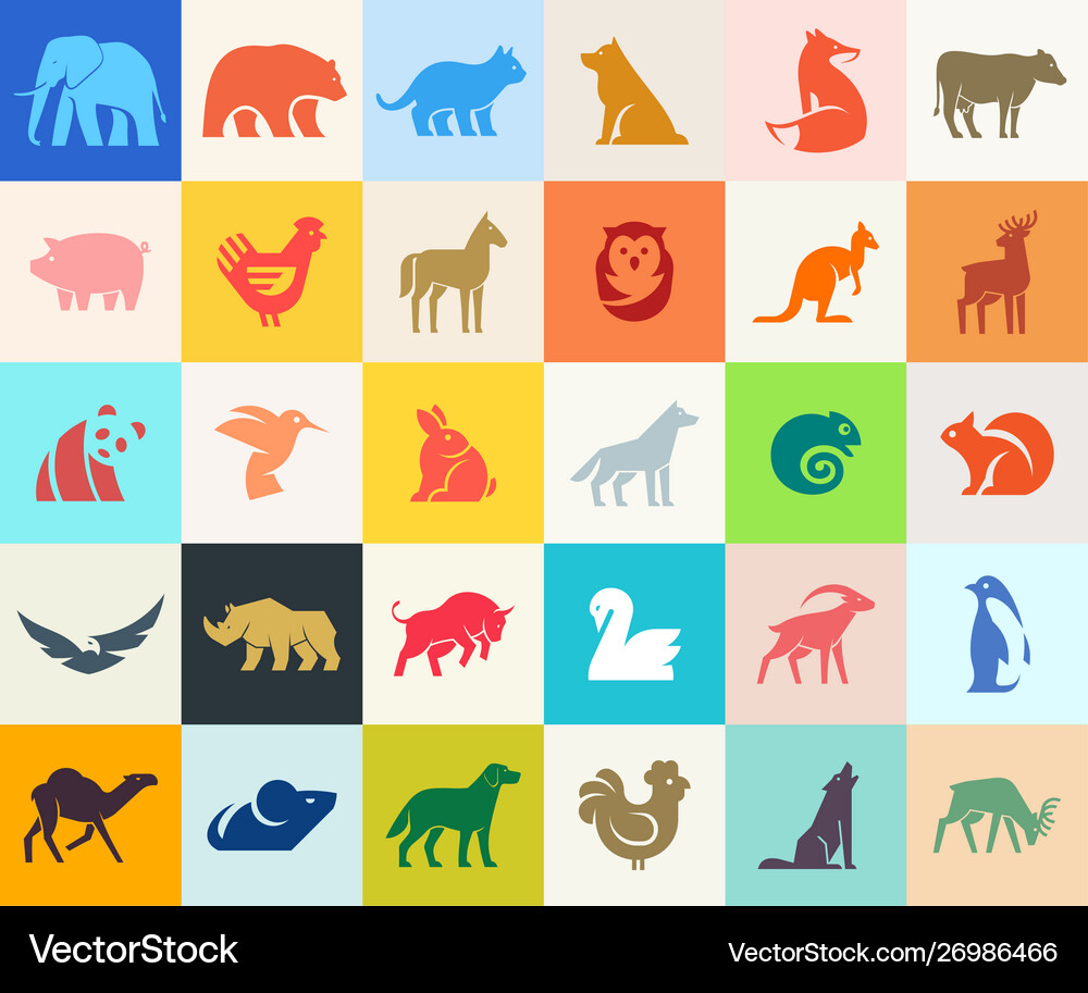 Animals logos collection Royalty Free Vector Image