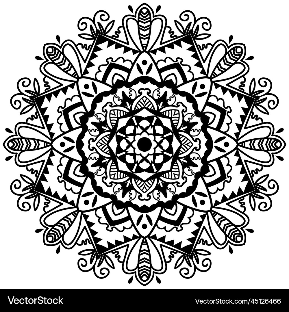 Black and white mandala pattern for coloring book Vector Image