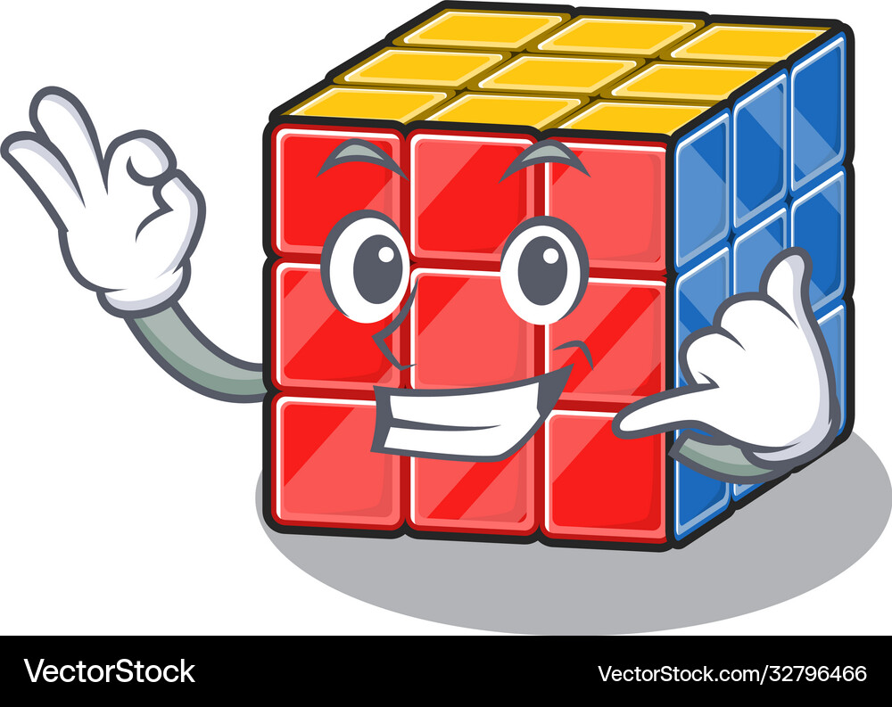 Call me funny rubic cube cartoon character concept
