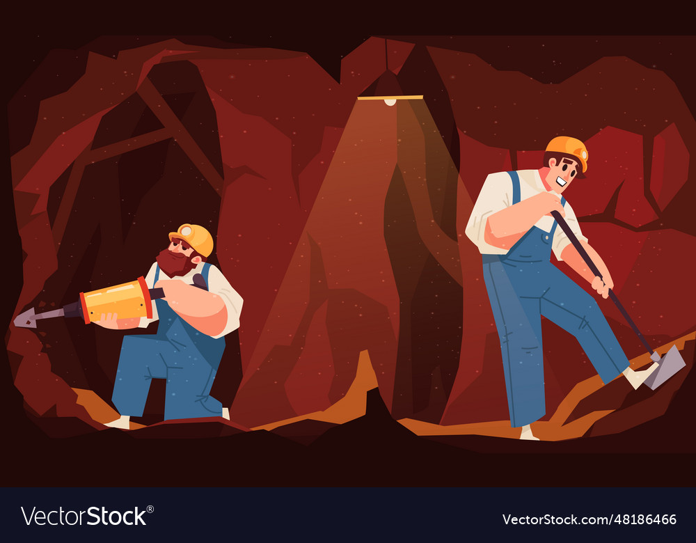 Colored flat mining composition Royalty Free Vector Image