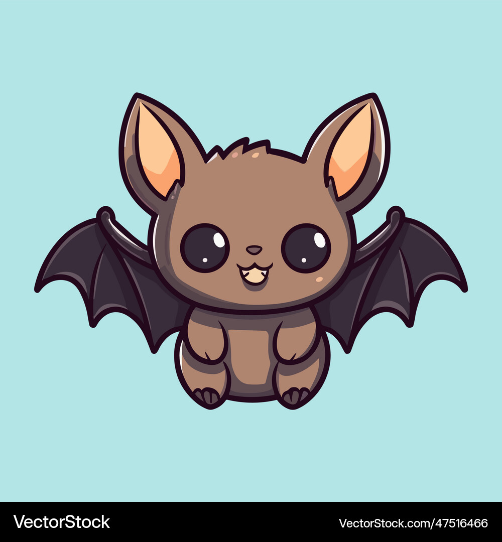 Cute kawaii anime bat Royalty Free Vector Image