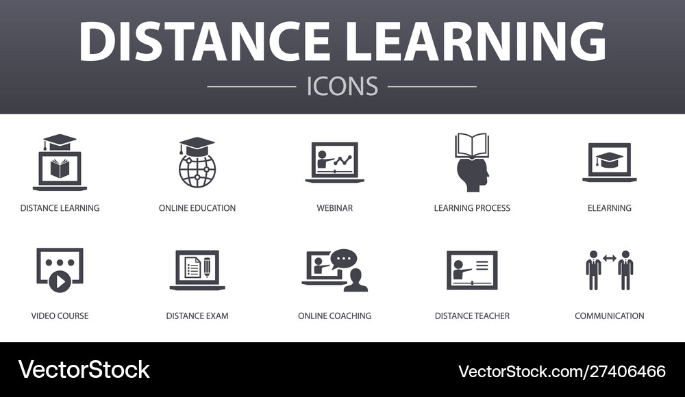 Distance Learning Icon Set - Education Royalty Free Vector
