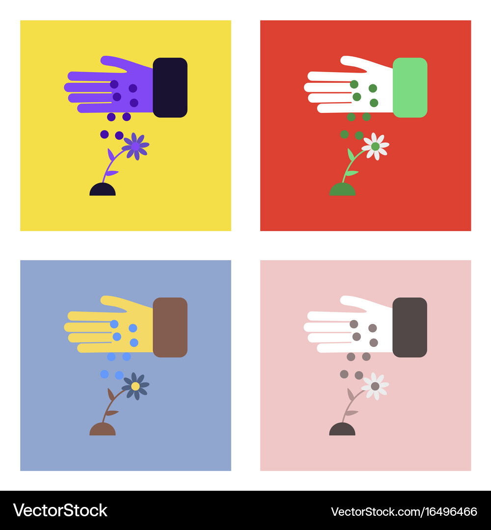 Flat icon design collection care for flower Vector Image