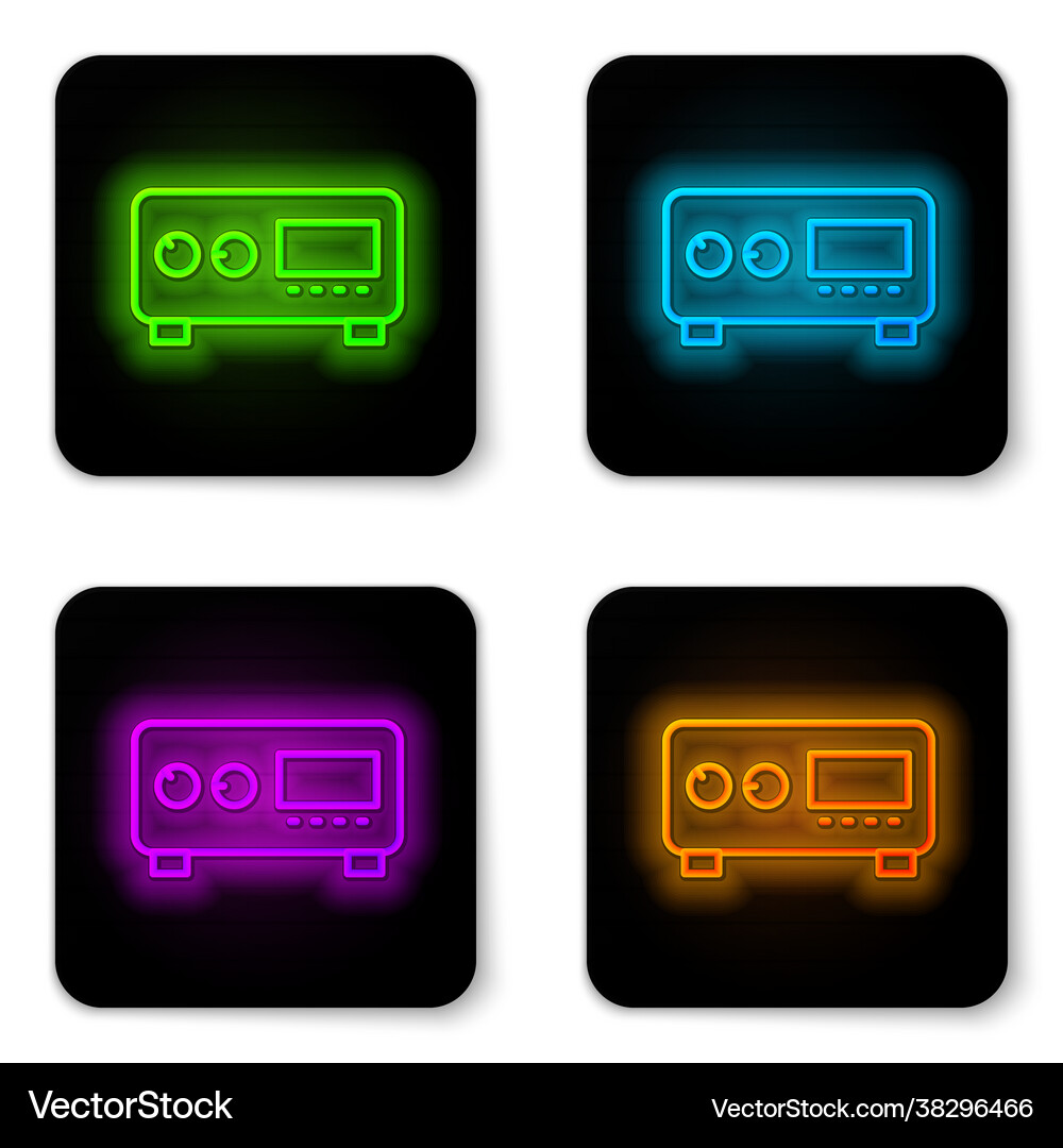 Glowing neon line guitar amplifier icon isolated Vector Image