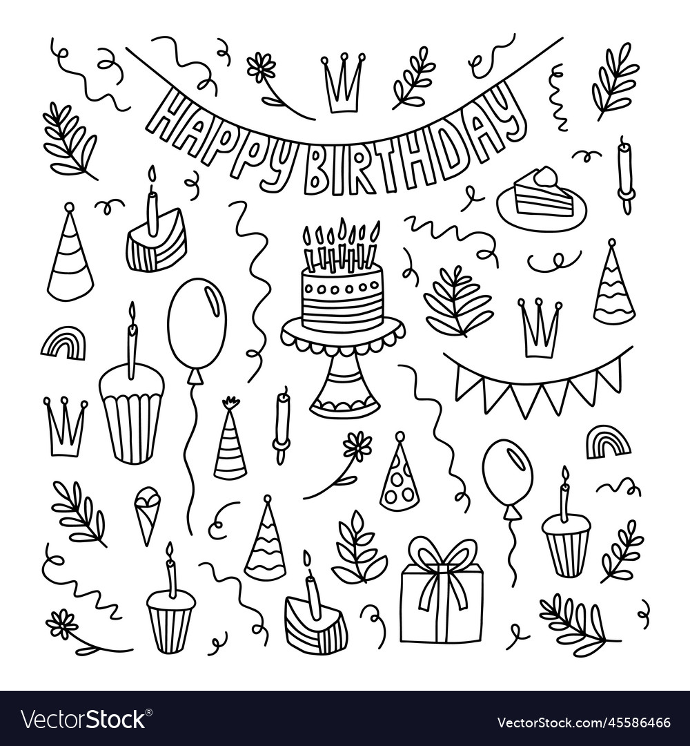 Happy birthday doodle Royalty Free Vector Image