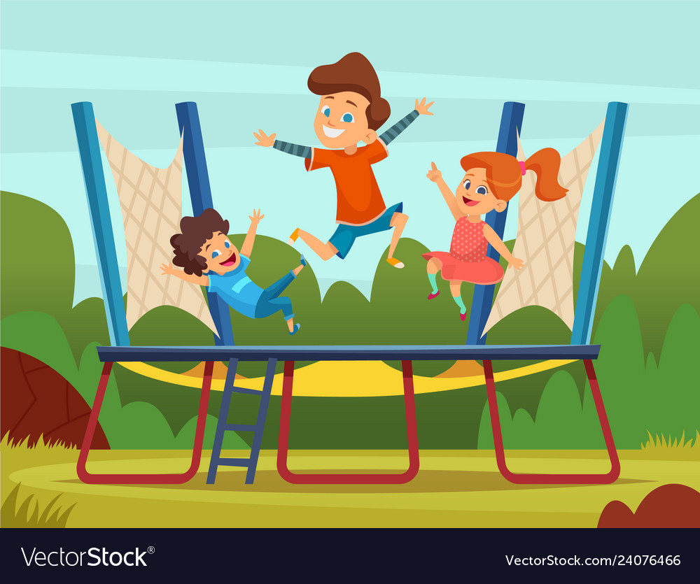 Jumping trampoline kids active children games on Vector Image Jumping trampoline kids active children games on Vector Image