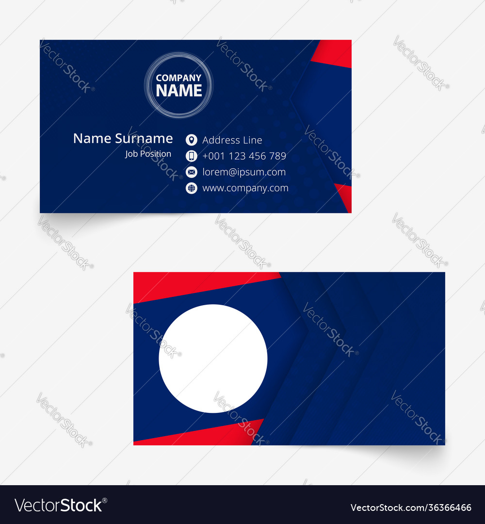 Laos Flag Business Card Standard Size 90x50 Mm Vector Image