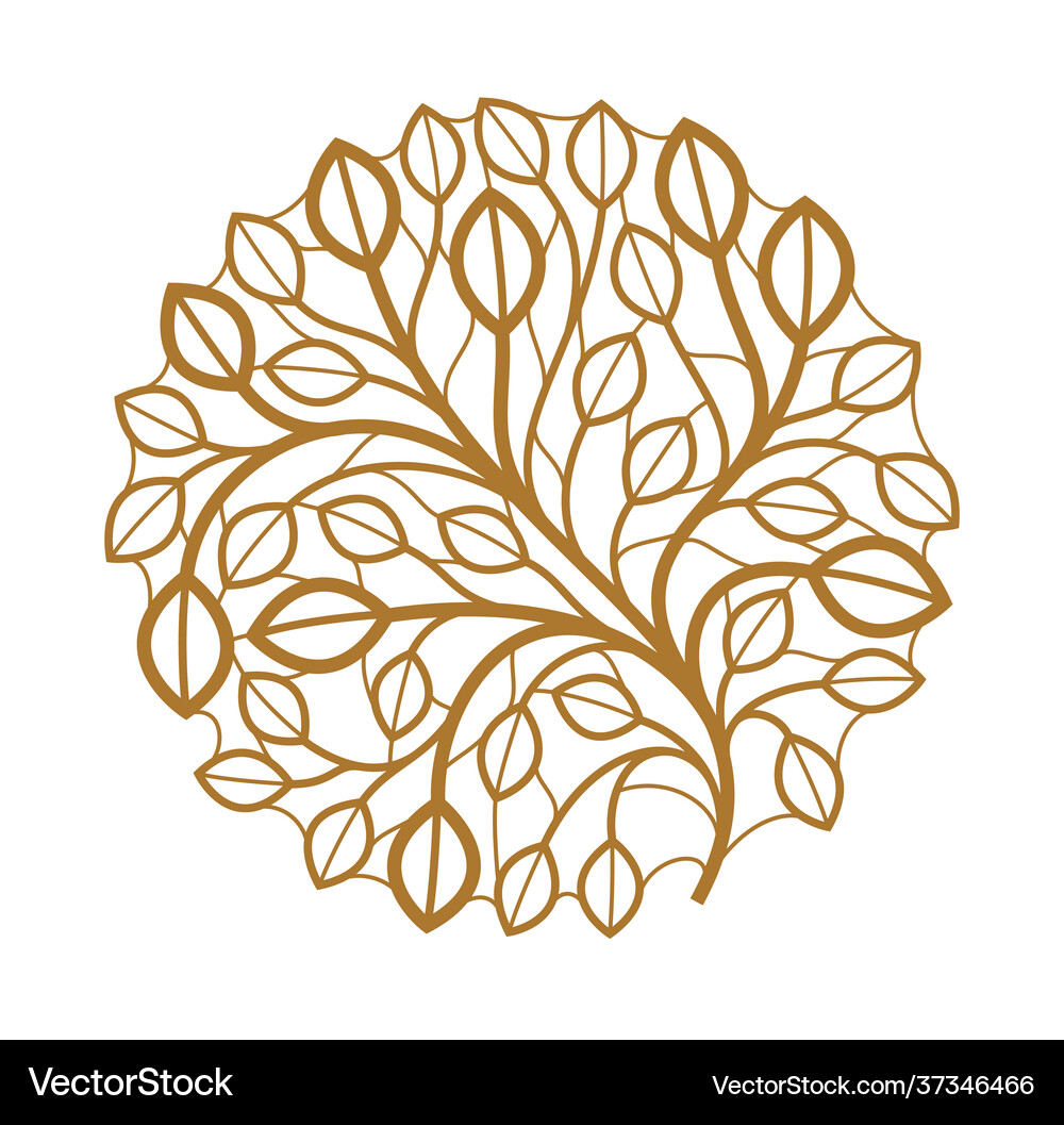 Round shape floral emblem isolated on white Vector Image