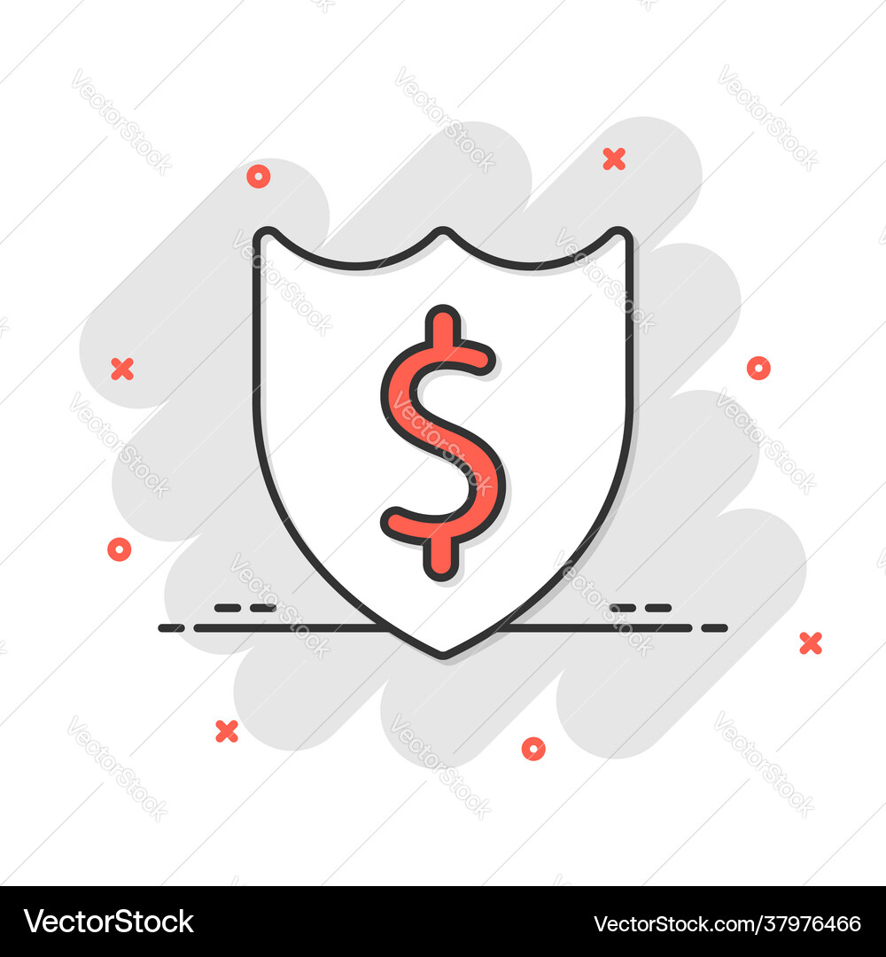 Shield with money icon in comic style cash Vector Image
