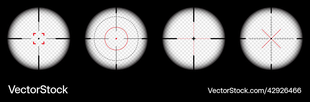 Weapon sights sniper rifle optical scope on black Vector Image