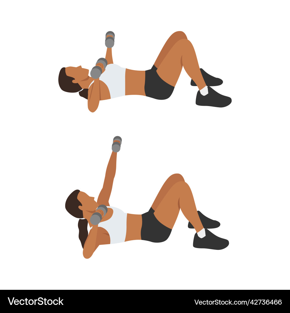 Woman doing chest press punch up exercise Vector Image