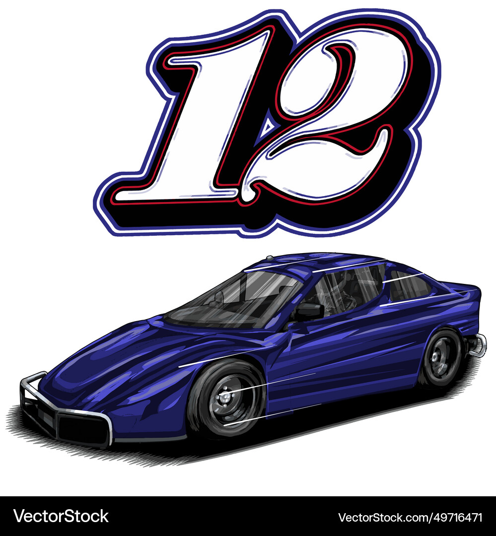 Blue drag racing car with black strip Royalty Free Vector