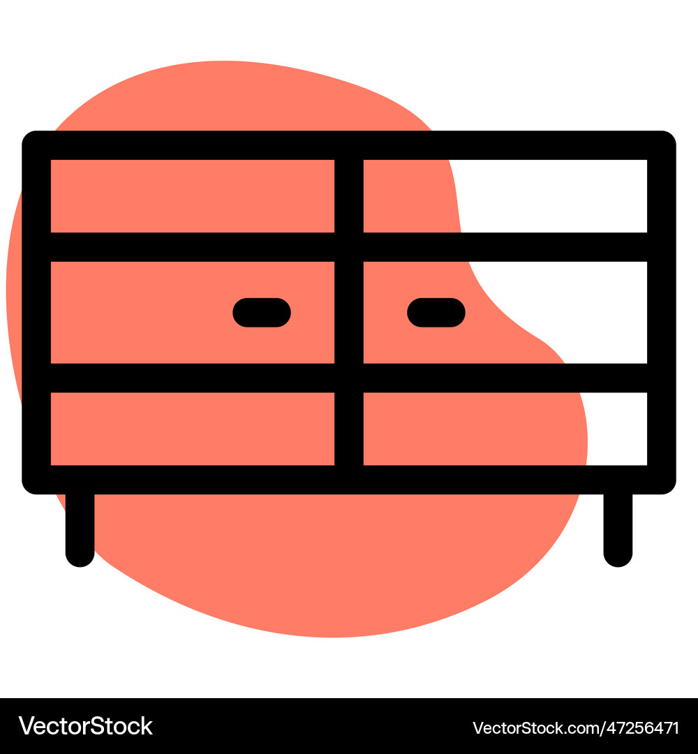 Chest of drawer utilized as tv stand Royalty Free Vector