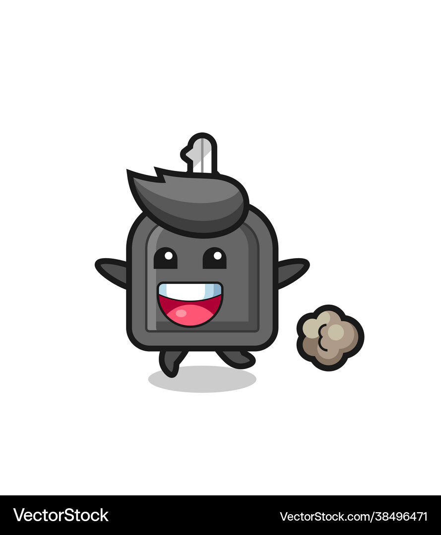 Happy car key cartoon with running pose Royalty Free Vector