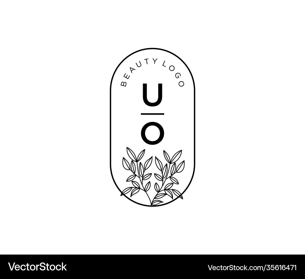 Initial uo letters beautiful floral feminine Vector Image
