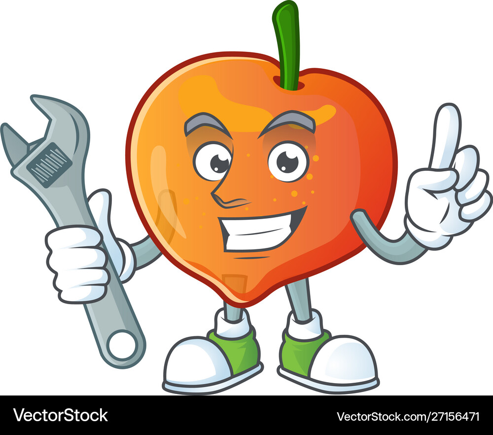 Mechanic sweet nectarine character maskot Vector Image